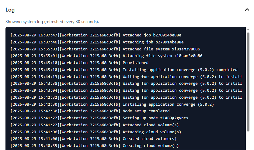 View the Workstation Log — CONVERGE Horizon documentation